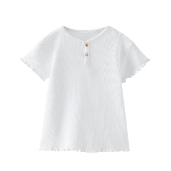 Zara | Shirts & Tops | Zara Ruffle Ribbed White Essential T Shirt 218m ...